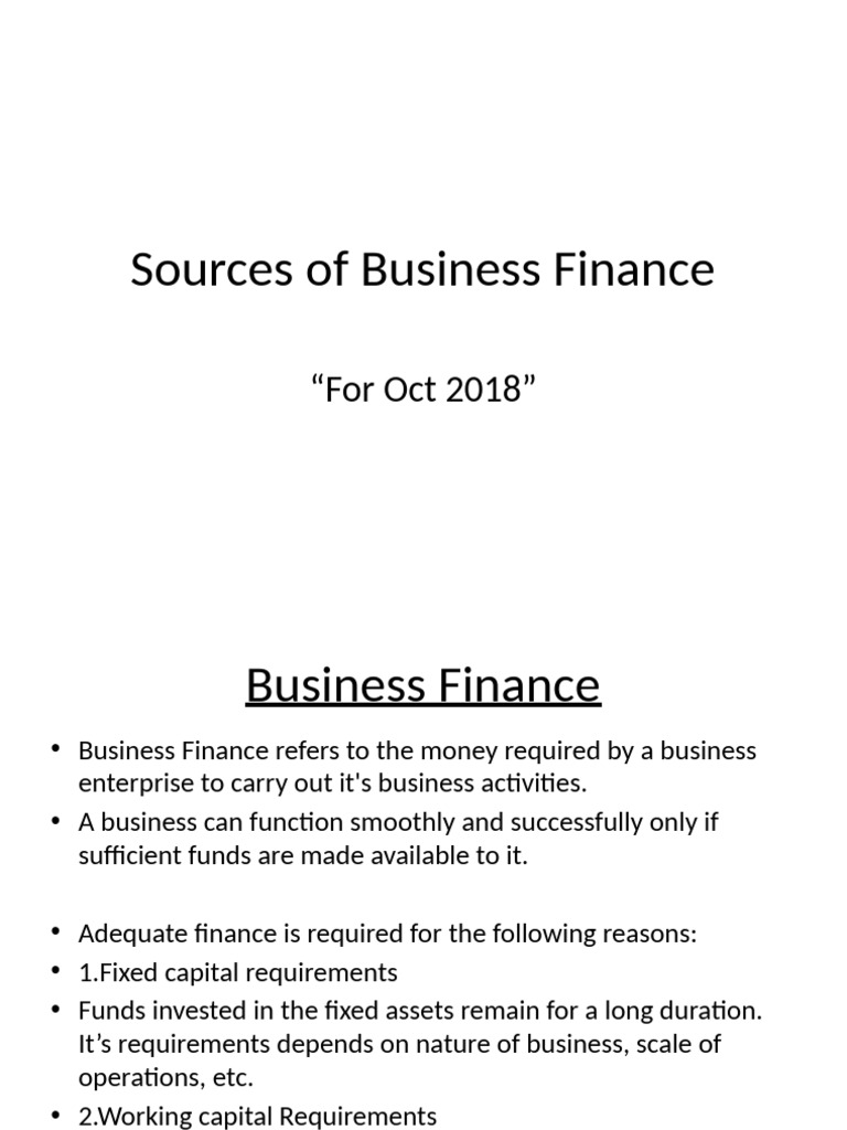 Key Sources of Business Finance | PDF | Equity (Finance) | Dividend