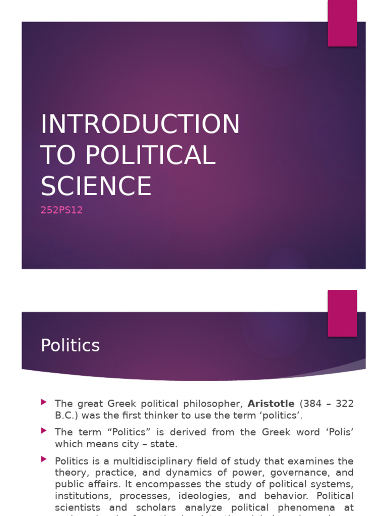 1. INTRODUCTION TO POLITICAL SCIENCE | PDF | Political Science | Science