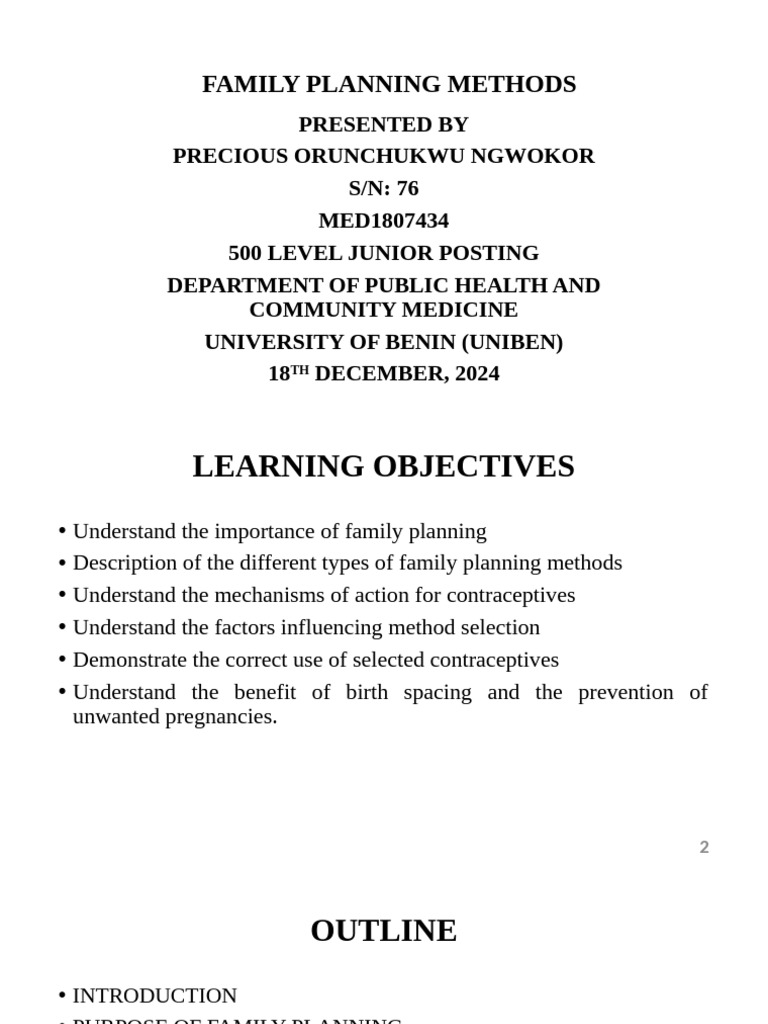 Family Planning Methods | PDF | Birth Control | Family Planning