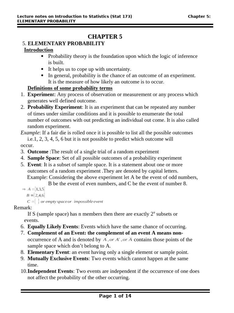Chapter-5-Elementary Probability (2) | PDF | Probability | Randomness