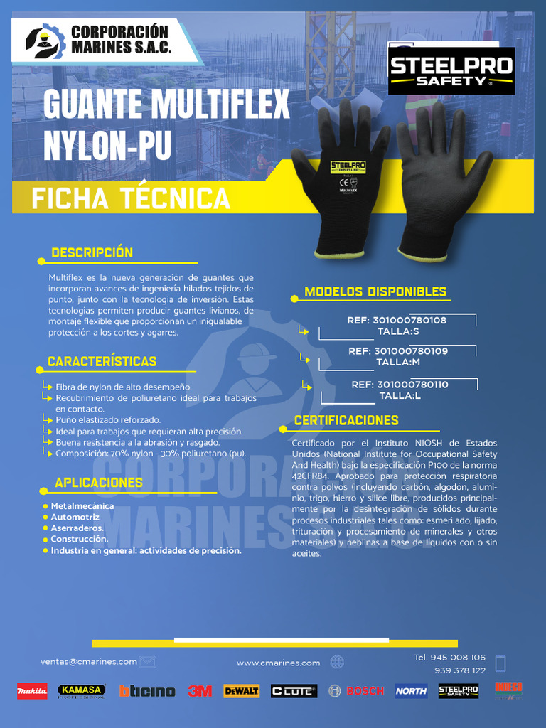 Ficha Técnica - Guante - Multiflex - Nylon - Pu | PDF | Guante | Materiales