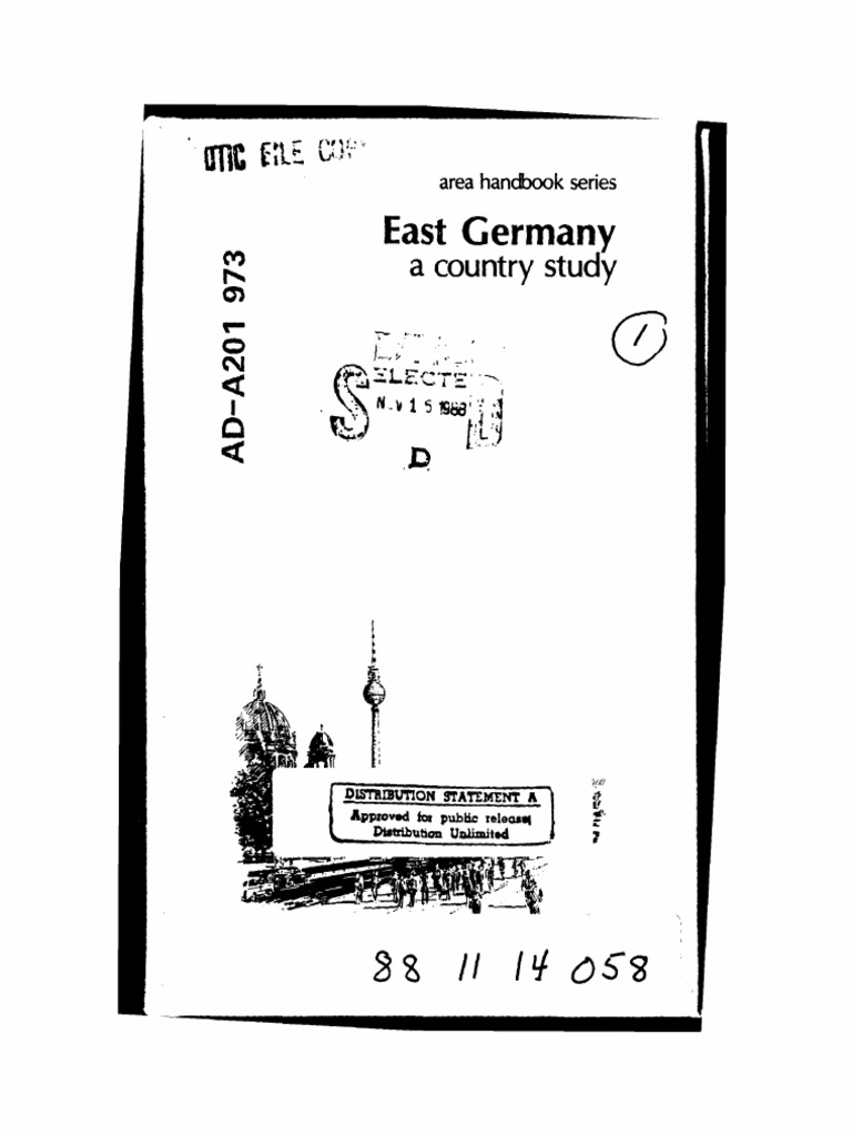 Foreign Area Studies-East Germany a Country Study July 1987 | PDF ...
