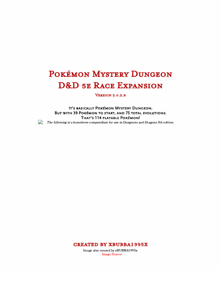 PMD - Pokémon Mystery Dungeon D&D 5e RE V.2.0.2.a - The Homebrewery ...