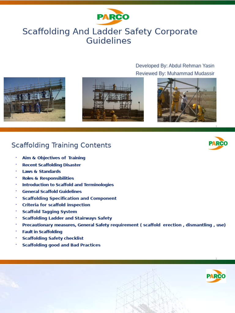 Training Presentation On Scaffolding and Ladder Safety - Corporate ...