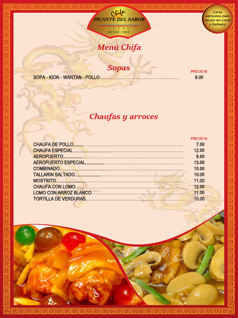 Carta Chifa Centro Ag2022 | PDF | Cocina asiática | Cocina latinoamericana
