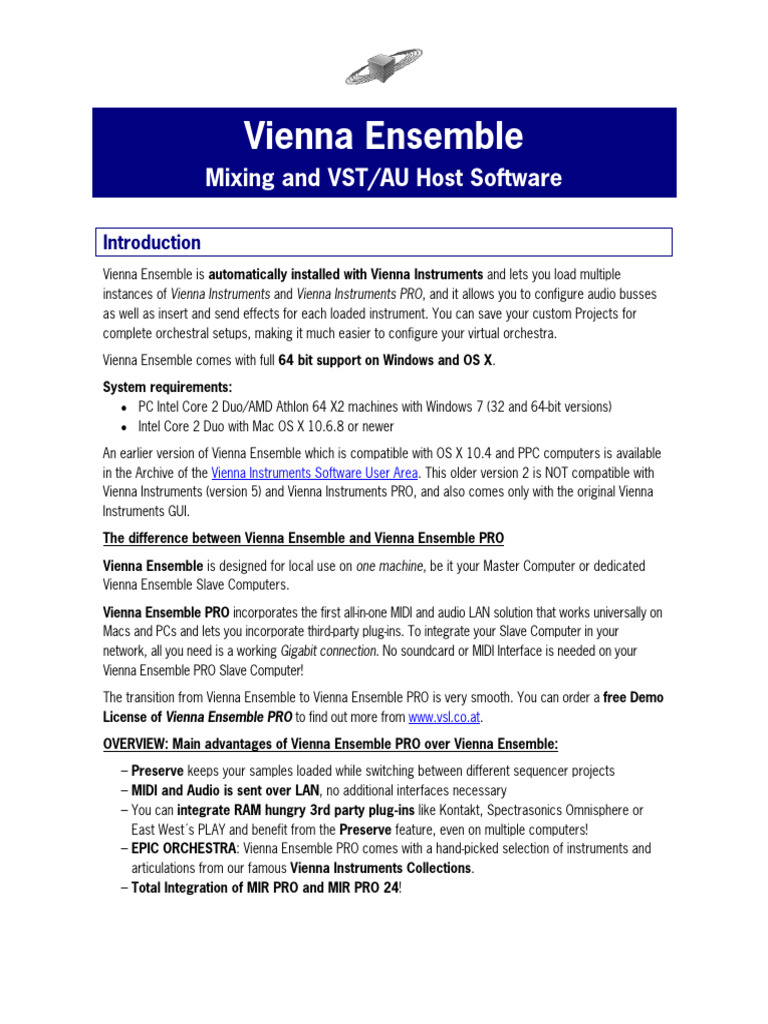 Vienna Ensemble Manual | PDF | 64 Bit Computing | Computer Science
