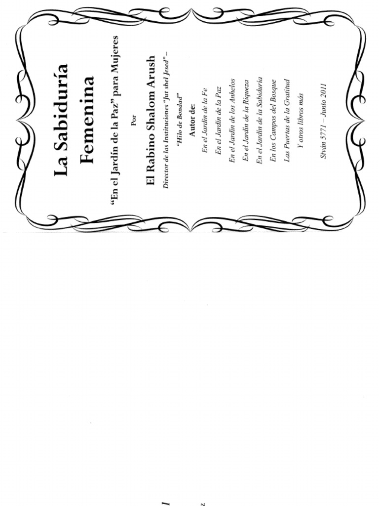 Shalom Arush - en El Jardín de La Paz SOLO PARA MUJERES | PDF