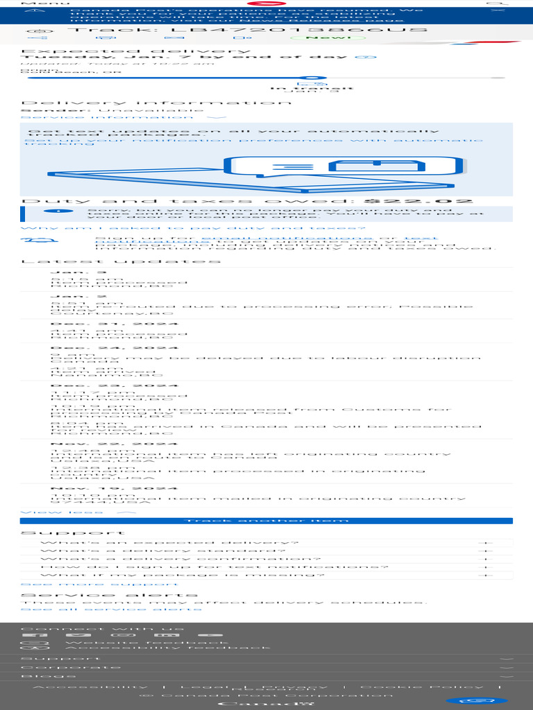 Canada Post - Track A Package by Tracking Number | PDF