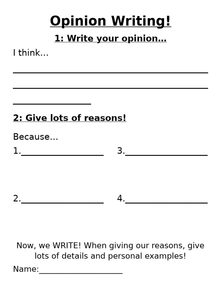 Opinion Writing PlannerSheet | PDF