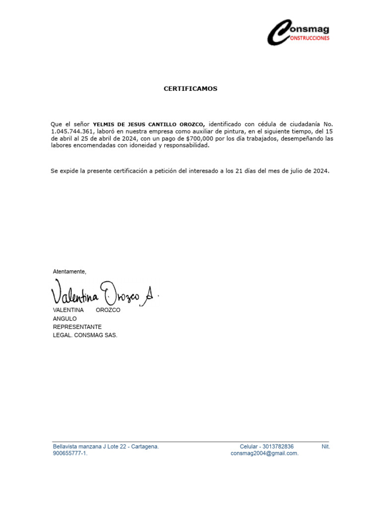 Certificado Cogma | PDF