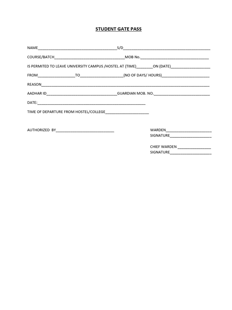 Out Pass | PDF