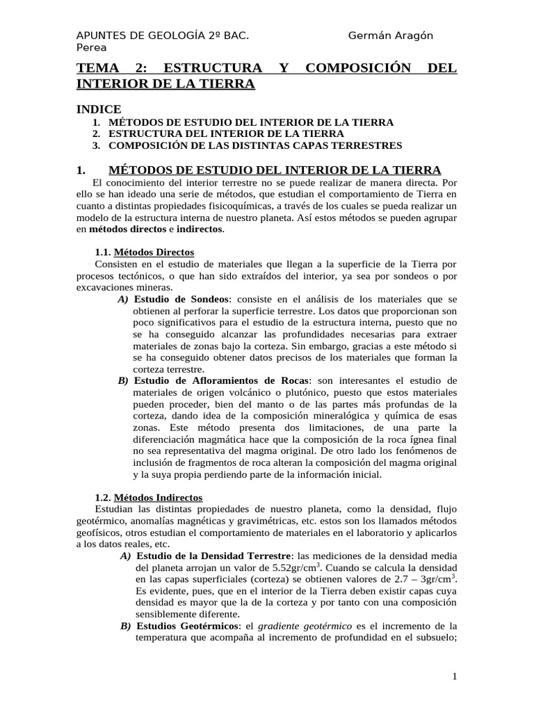 Tema 2 Estructura y Composici - N Del Interior de La Tierra | PDF | Tierra | Olas