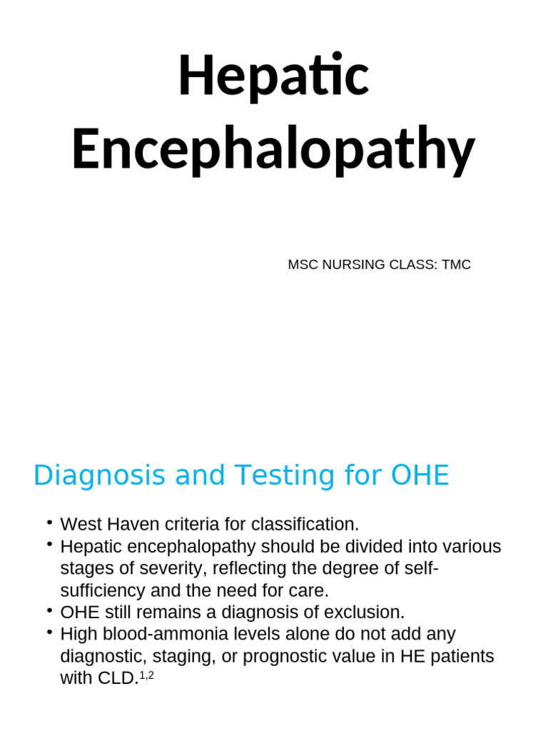Hepatic Encephalopathy Class | PDF | Cirrhosis | Clinical Medicine
