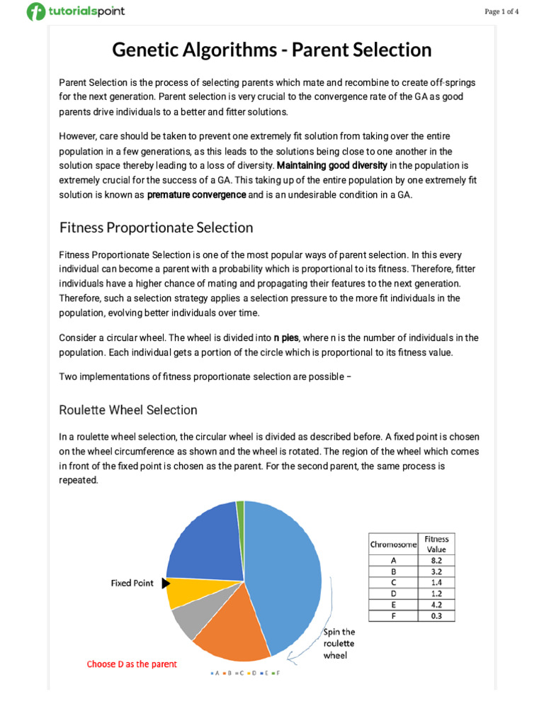 Genetic Algorithms - Parent Selection | PDF | Fitness (Biology ...