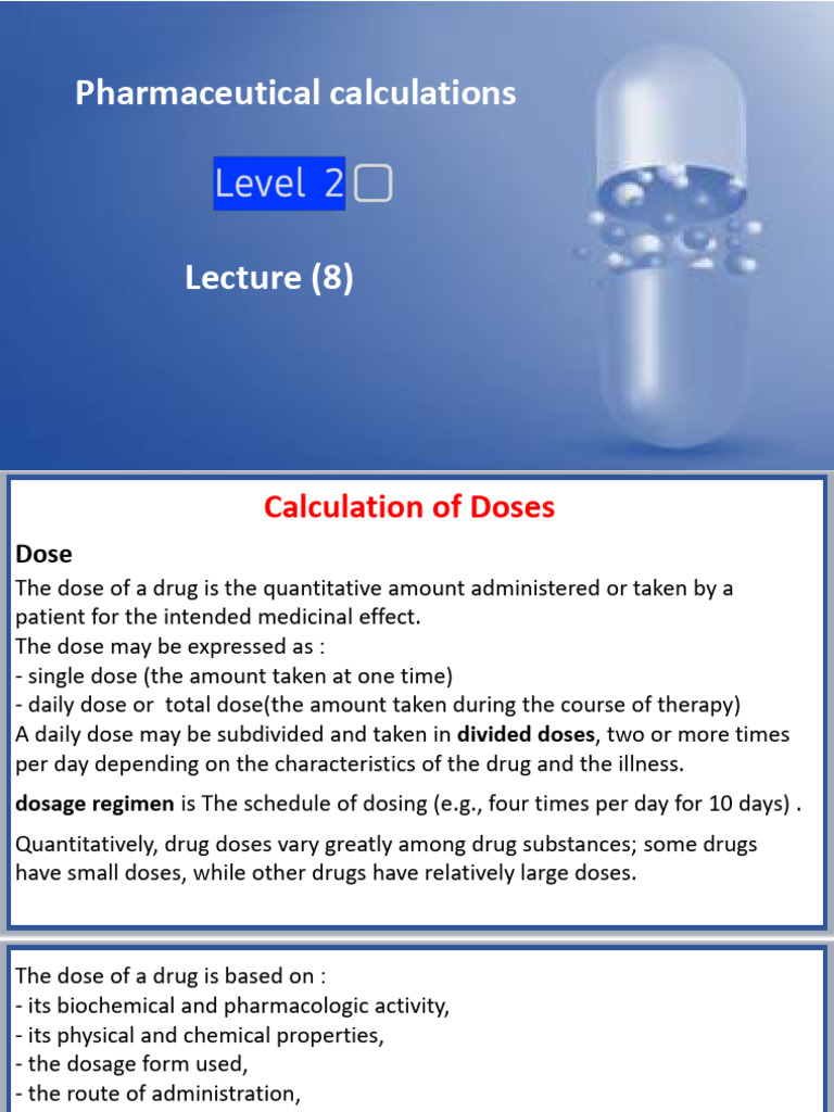 pharmaceutical calculation 8pptx (4)_250117_190351 | PDF | Dose ...
