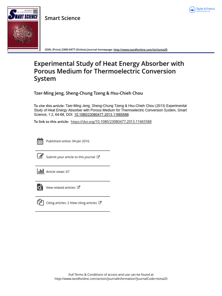 Experimental Study of Heat Energy Absorber with Porous Medium for ...