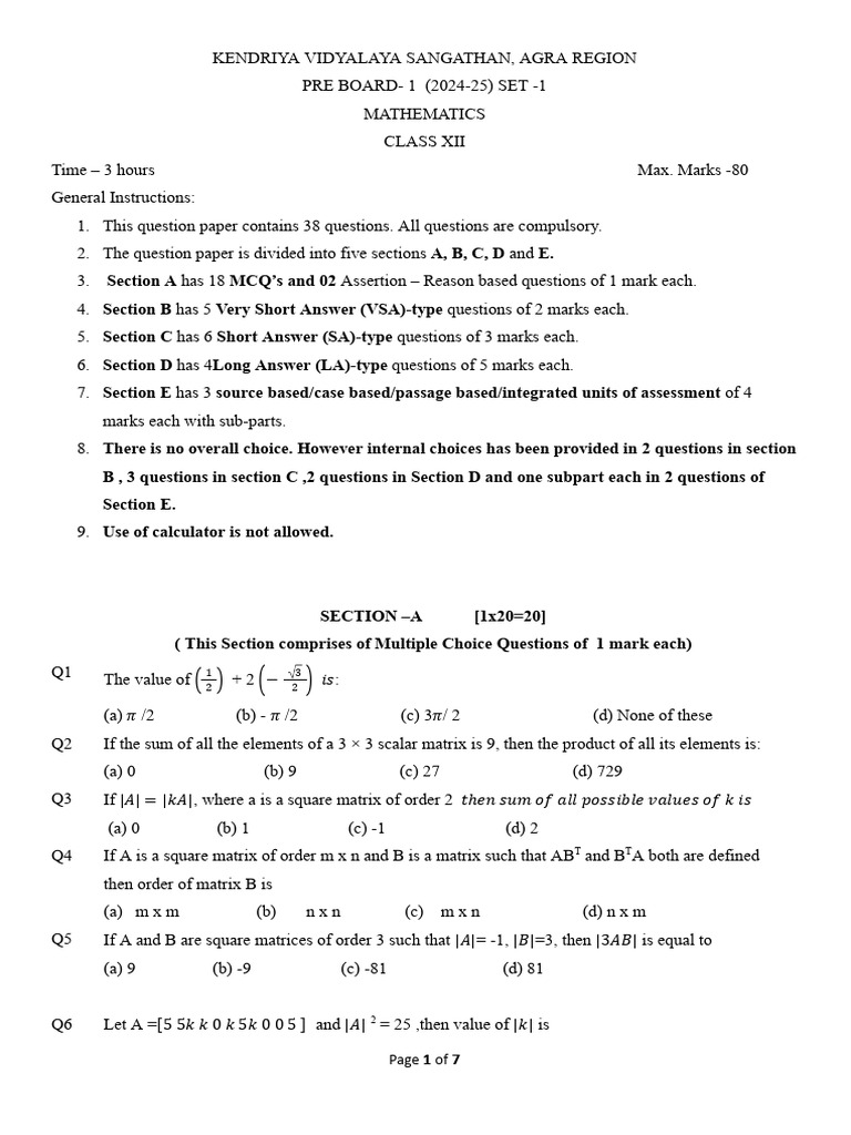 Qp (Set 1) Pb1 Xii Maths | PDF | Function (Mathematics) | Mathematical Analysis