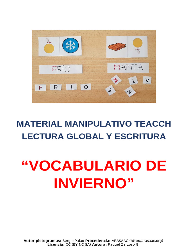 TEACCH Lectoescritura Punteado Proyecto Vocabulario de Invierno | PDF ...