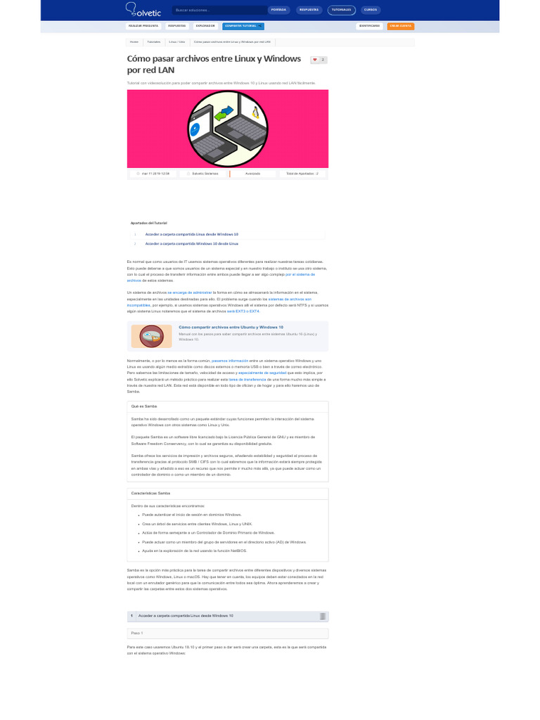 Redes en W10 y Linux SAMBA | PDF | Archivo de computadora | Windows 10