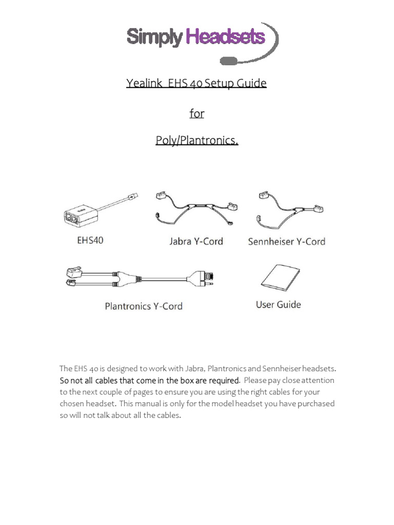 Yealink EHS 40 + Poly Setup Guide | PDF