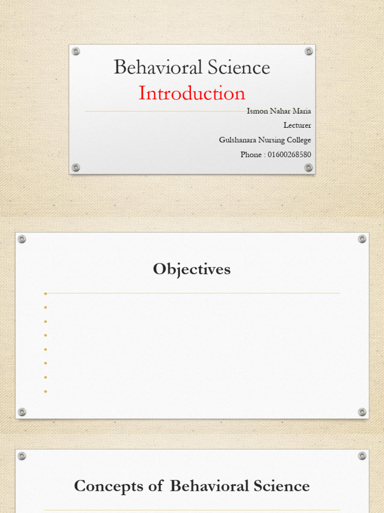 1.behavioral Science Introduction | PDF | Behavioural Sciences | Social Sciences