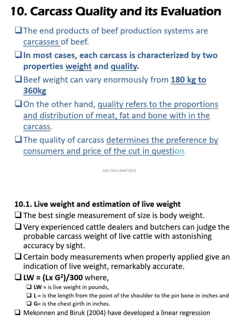 6 AAU Carcass Quality, Evaluation Cattle Marketing & Record Keeping | PDF | Meat | Beef