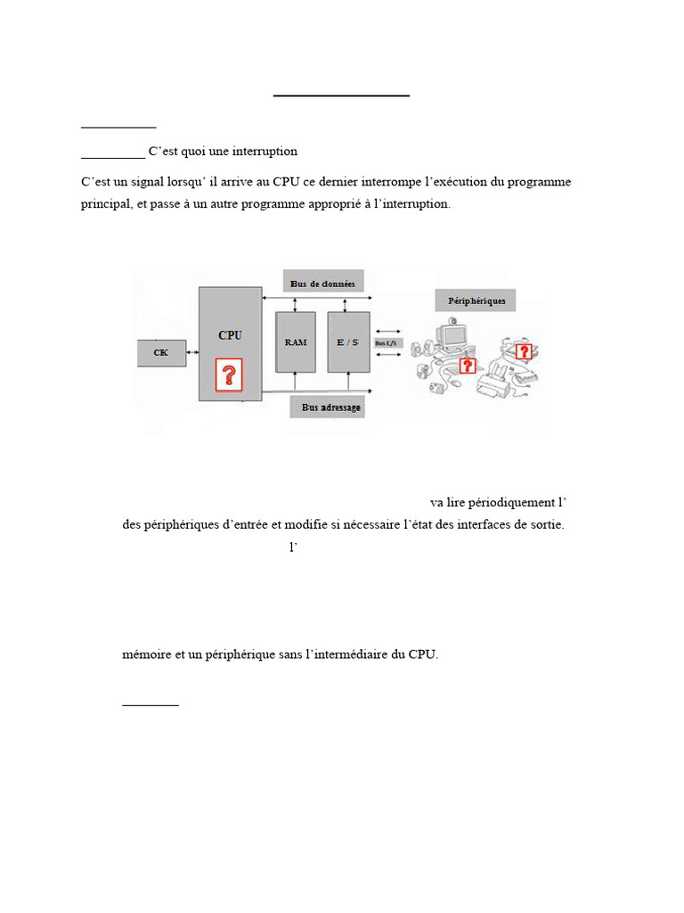 Comprendre les Interruptions en Informatique | PDF | Entrée/Sortie ...