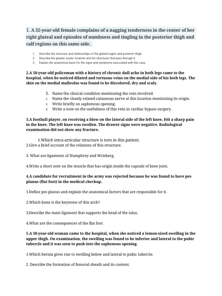 Lower Limb Question | PDF | Knee | Human Leg