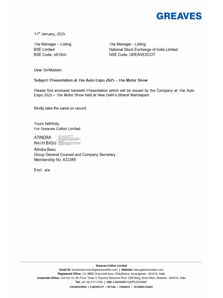 Microsoft Word - SE Intimation - Presentation | PDF