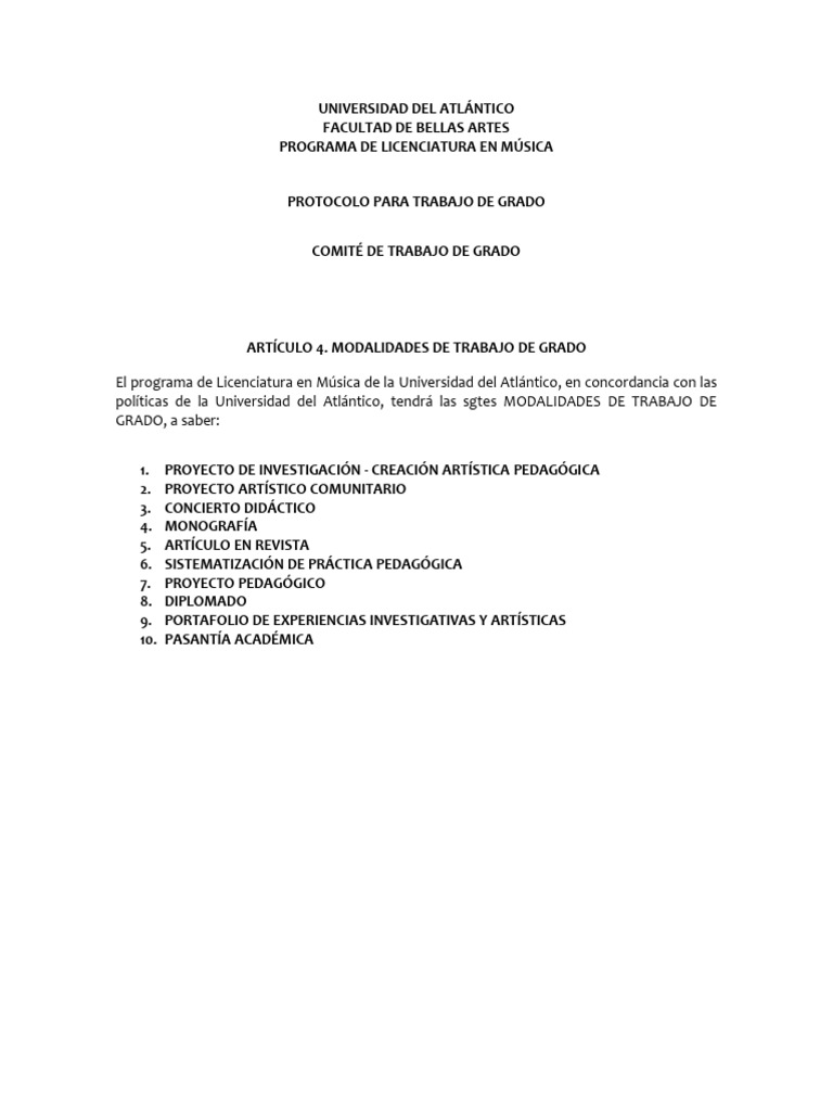 Modalidades de Trabajo de Grado | PDF