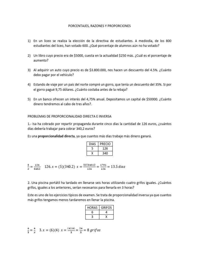 act2_porcentajes y proporciones | PDF