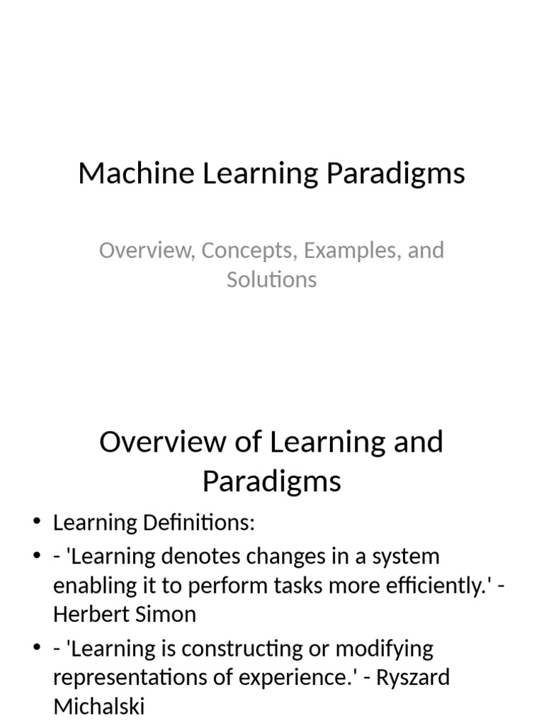 Machine Learning Paradigms | PDF
