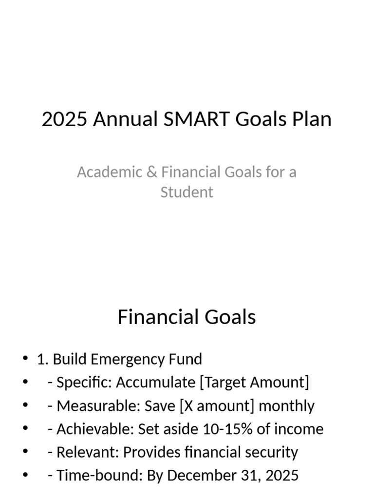 2025 SMART Goals Plan | PDF