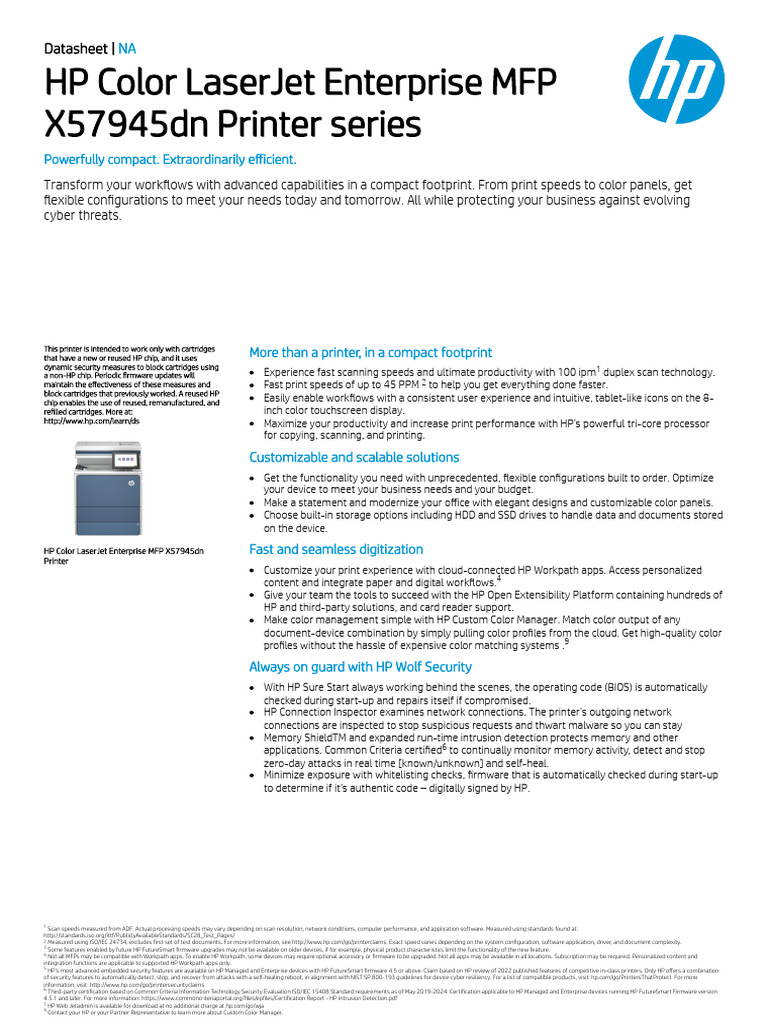 HP Color LaserJet MFP X57945dn Overview | PDF | Image Scanner | Fax