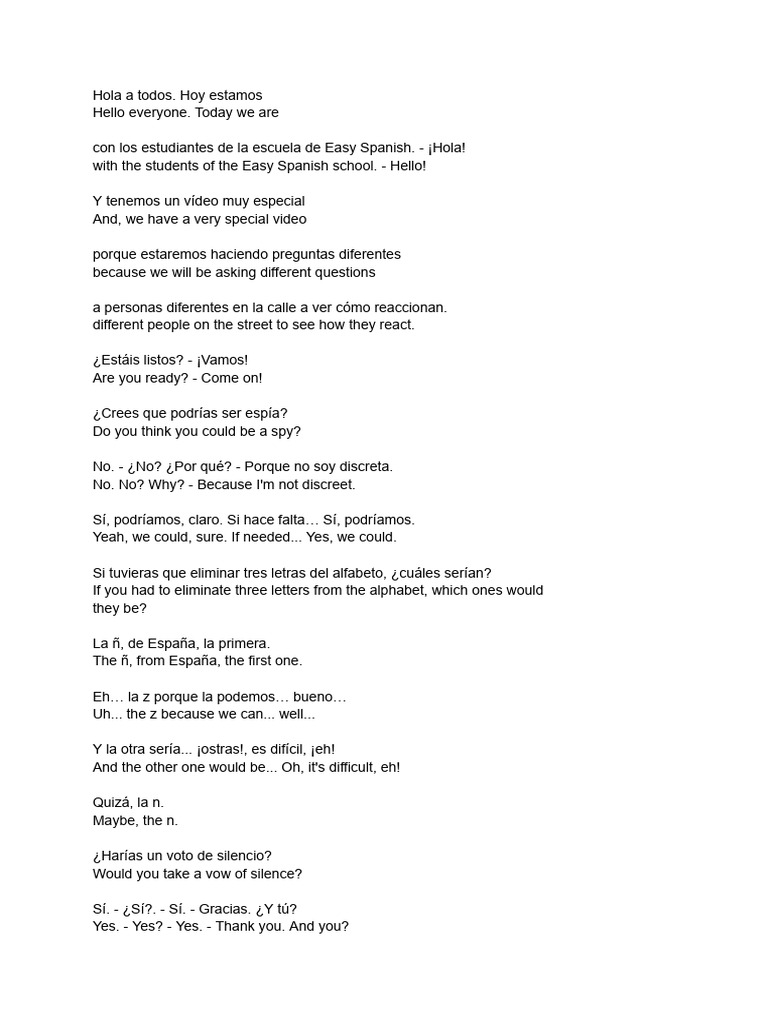 ES360 - Transcript in Spanish and English - We Asked 30 Random ...