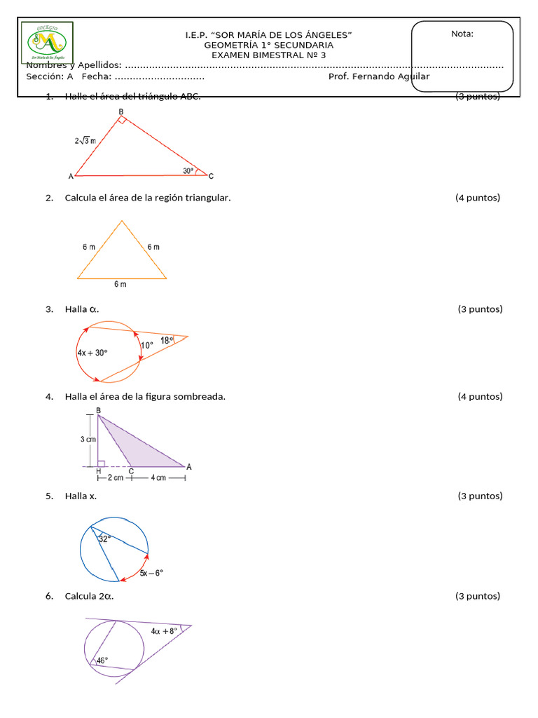 Ex 3B geometria 1º | PDF