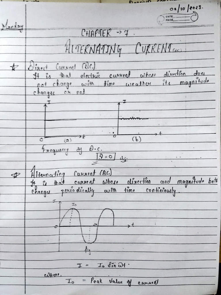 Alternating Current Notes Chapter 7 | PDF