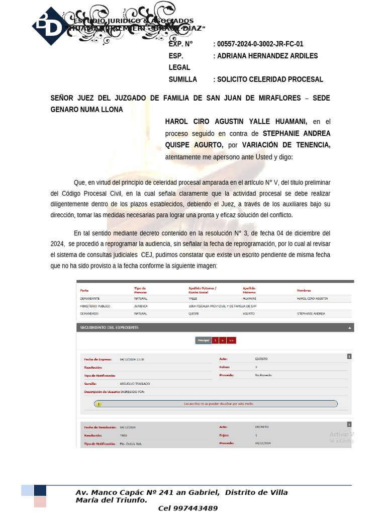 Celeridad Procesal en Proceso de Variacion de Tenencia | PDF | Ley procesal | Esfera pública