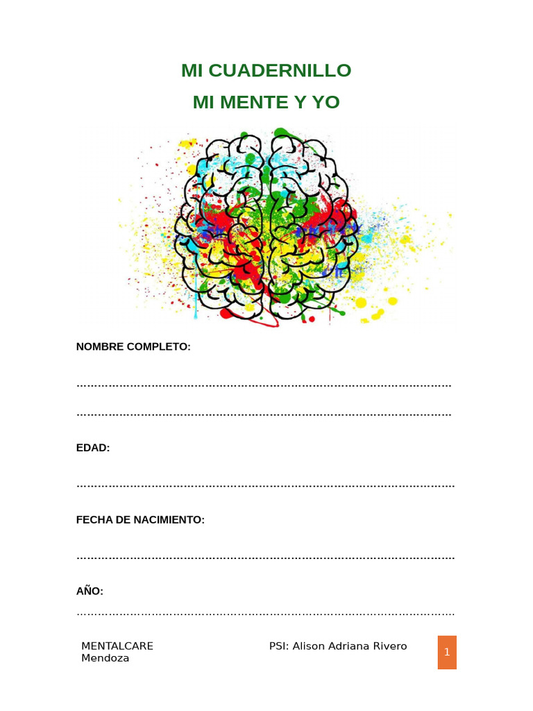 MANUAL MI CUADERNILLO MI MENTE Y YO | PDF | Las emociones | Autoestima