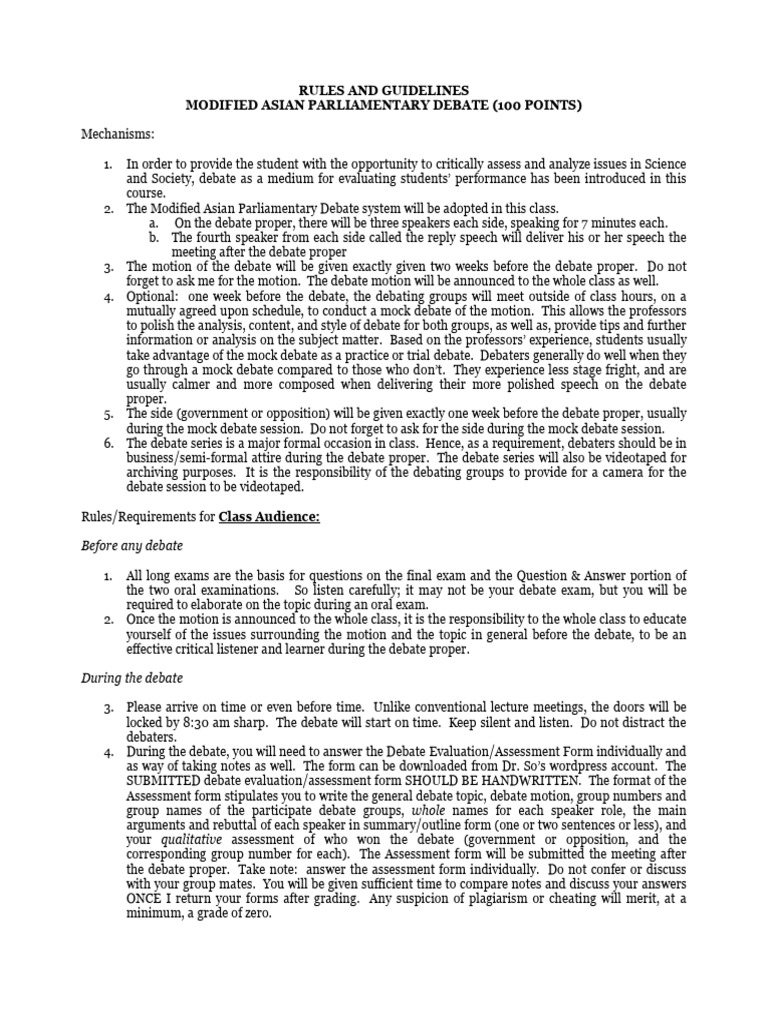 Rules and Guidelines Debate | PDF