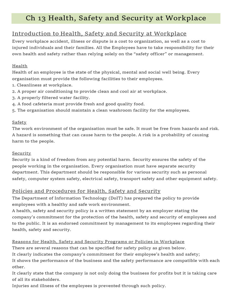 Class X - IT Part B - Unit 4 - Health, Safety and Security at Workplace CH 13 To 15 (New ...