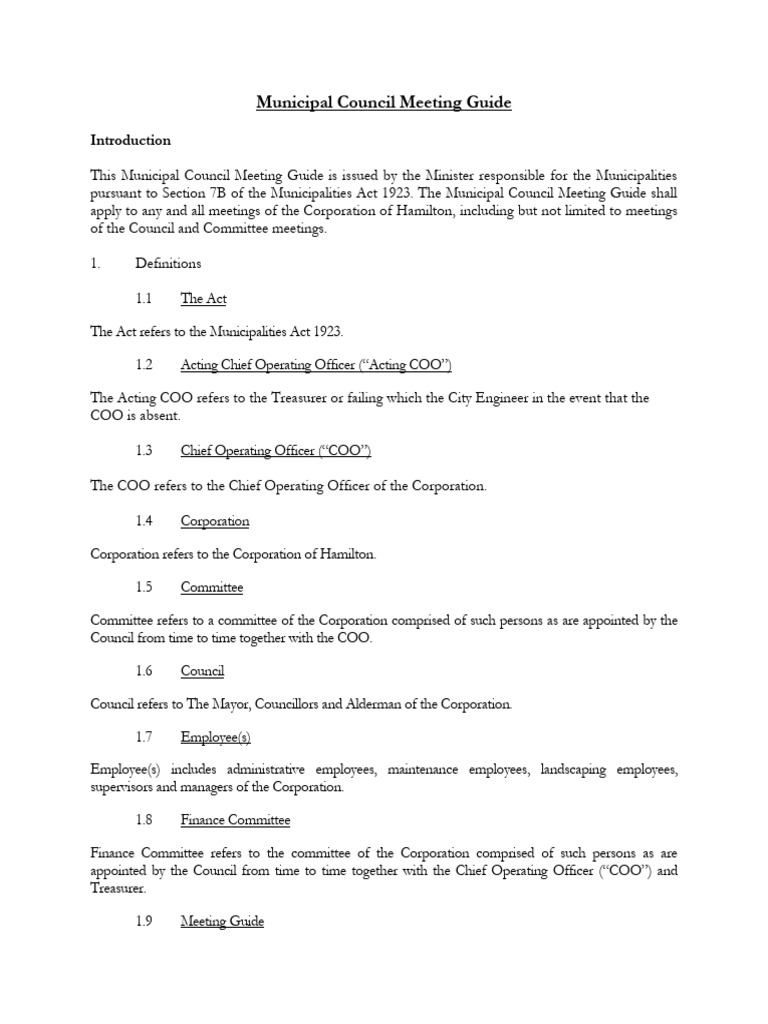 Municipal Council Meeting Guide1 | PDF | Committee | Agenda (Meeting)