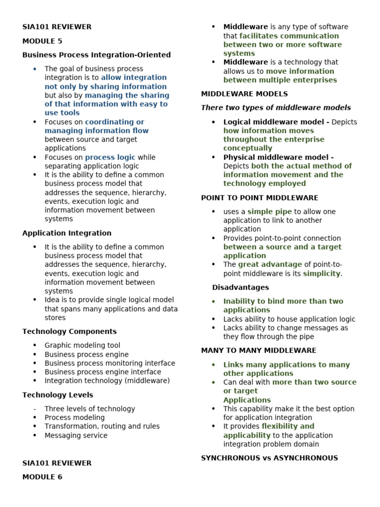 SIA101_M5-M8_REVIEWER | PDF | Databases | Enterprise Resource Planning