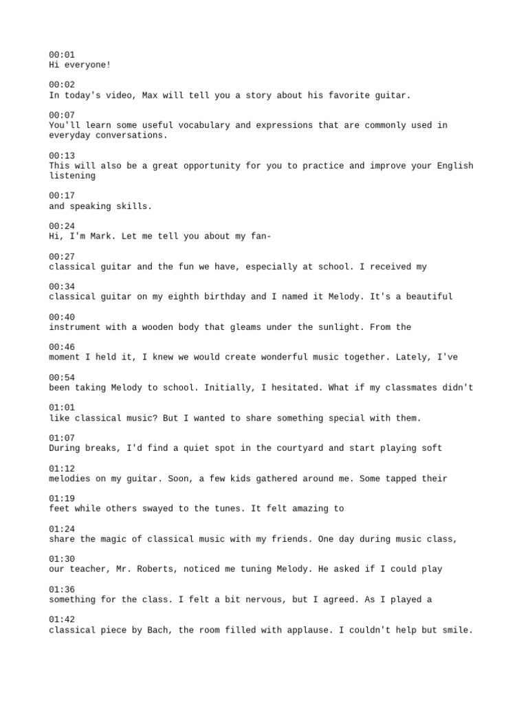 My Favorite Guitar _ Improve Your English _ English Listening Skills ...