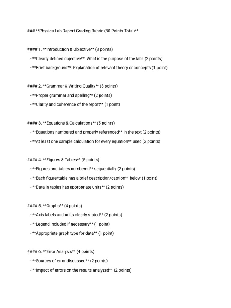 Lab Report Grading Rubric(1) | PDF Lab Report Grading Rubric(1) | PDF