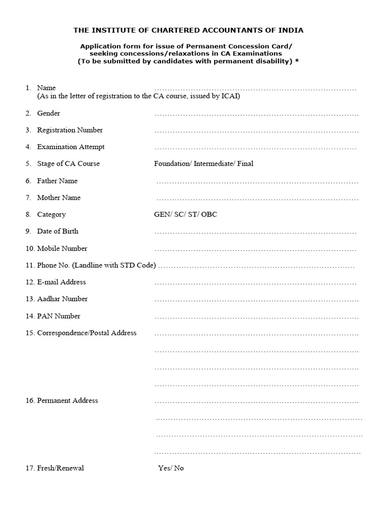 ICAI form | PDF