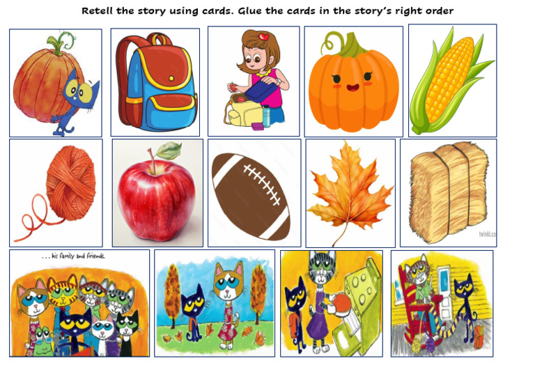 W10 Pete The Cat Autumn Retell The Story Using The Cards | PDF