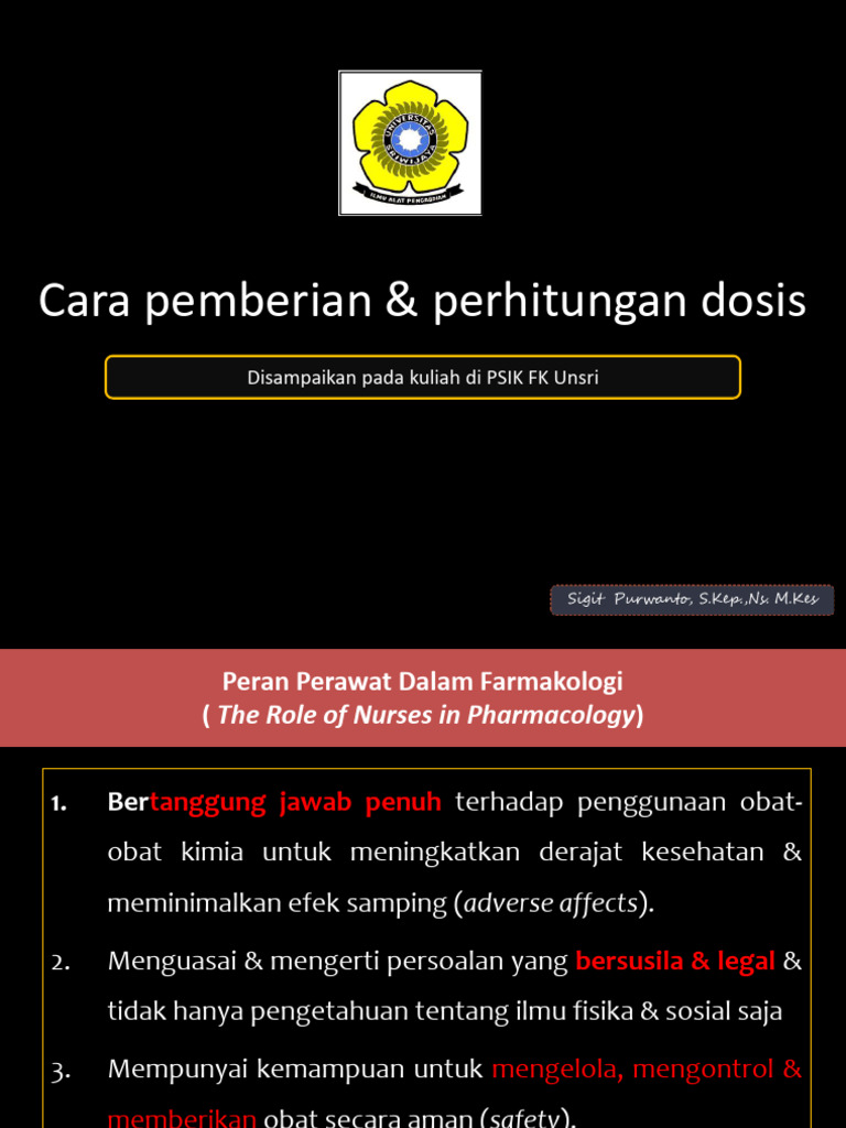 (P) CARA PEMBERIAN OBAT & PERHITUGAN DOSIS | PDF