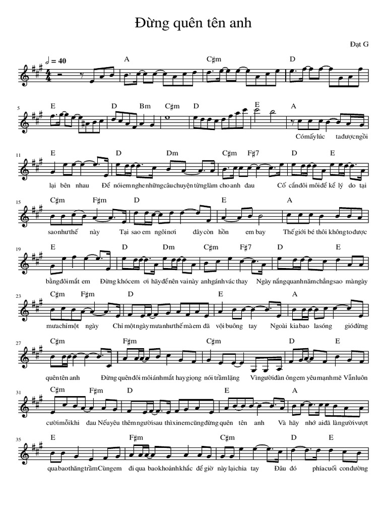Dung Quen Ten Anh - Dat G | PDF