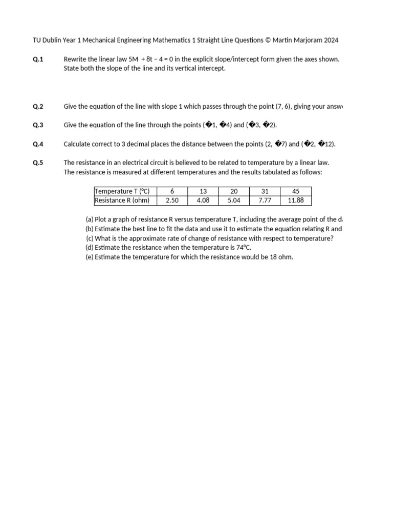 Mechanical Engineering Math Problems | PDF | Electrical Resistance And ...